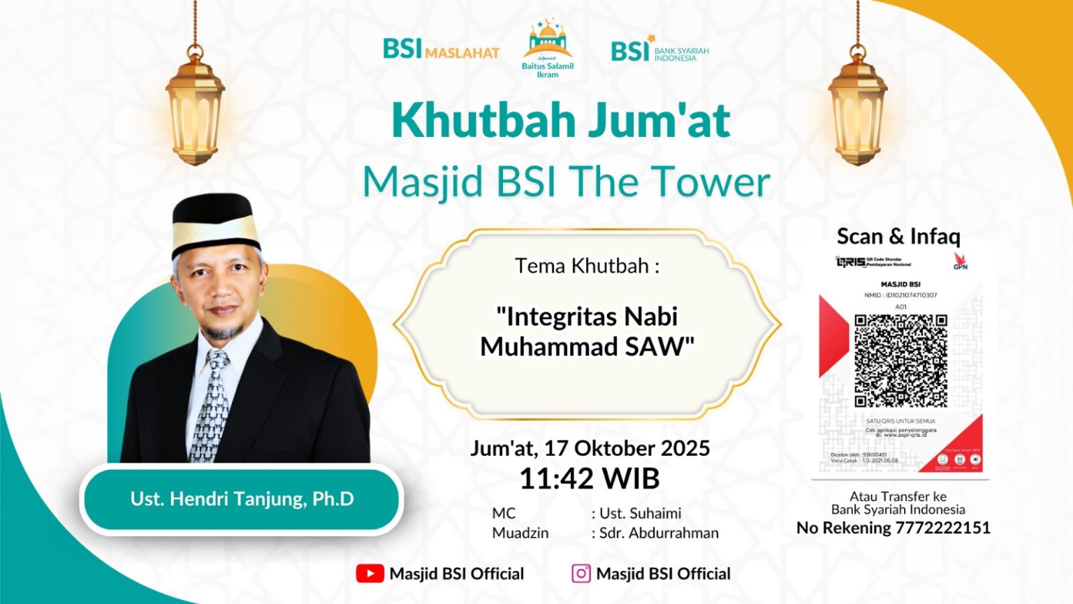 Dr. Hendri Tanjung Sampaikan Khutbah Jumat di Masjid BSI The Tower: Angkat Tema "Integritas Nabi ...